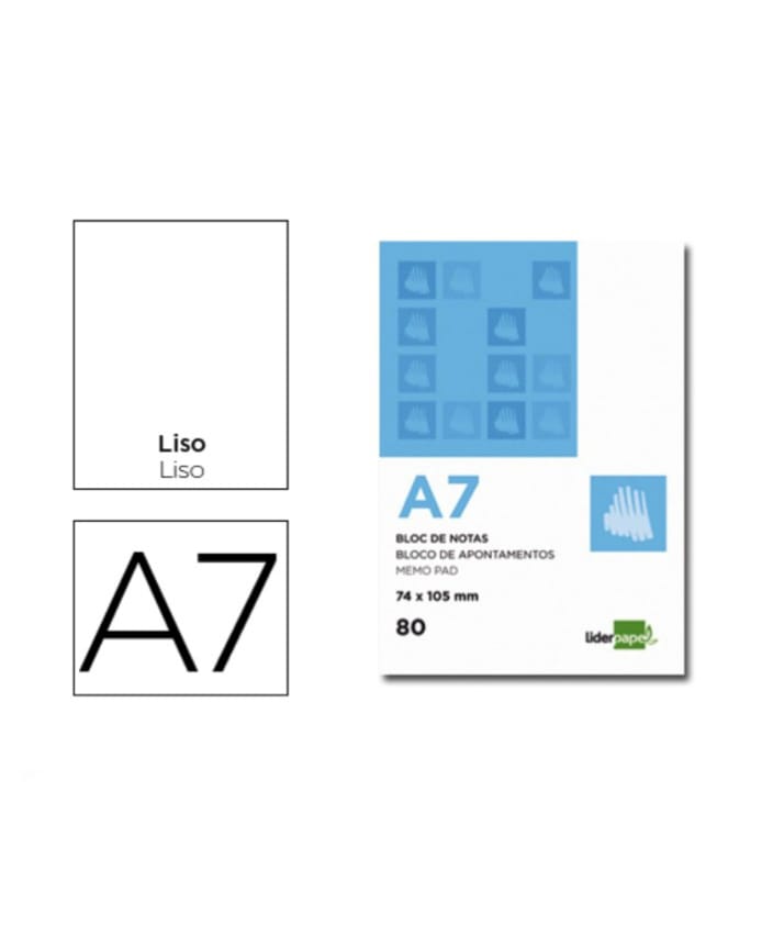 BLOCO DE APONTAMENTOS A7 80 FOLHAS LISO - LIDER PAPEL – PROBORDO